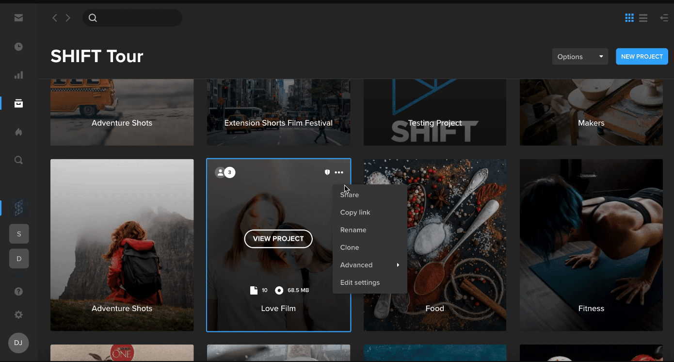 Revamped Spotlight Share panel for projects and folders and ...